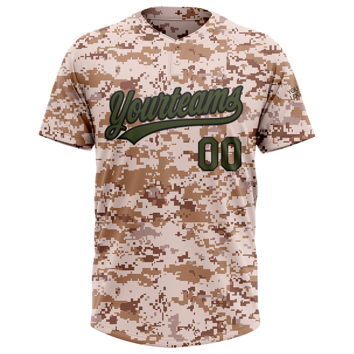 Custom Camo Olive-Black Salute To Service Two-Button Unisex Softball ...