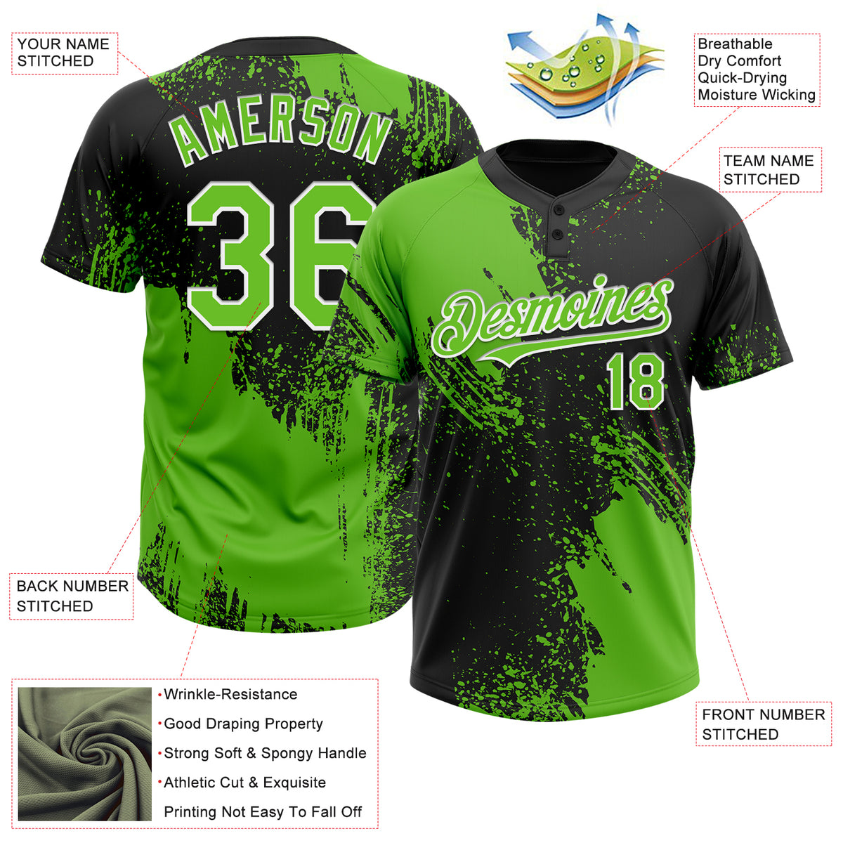 Custom Black Aurora Green-White 3D Pattern Abstract Brush Stroke Two ...