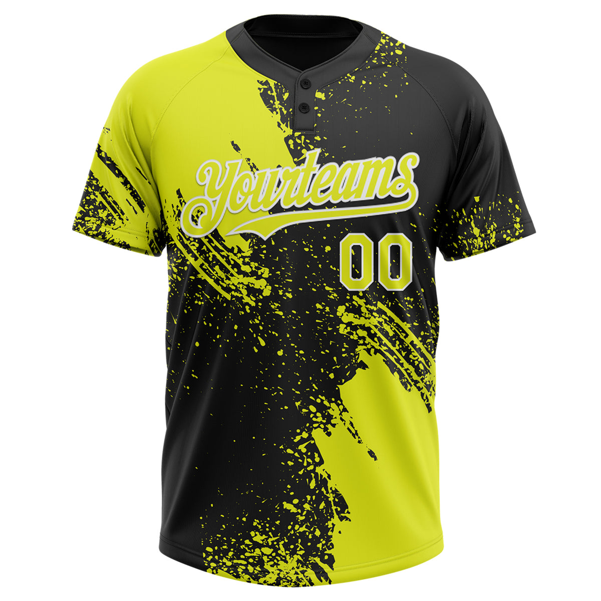 Custom Black Neon Yellow-White 3D Pattern Abstract Brush Stroke Two ...