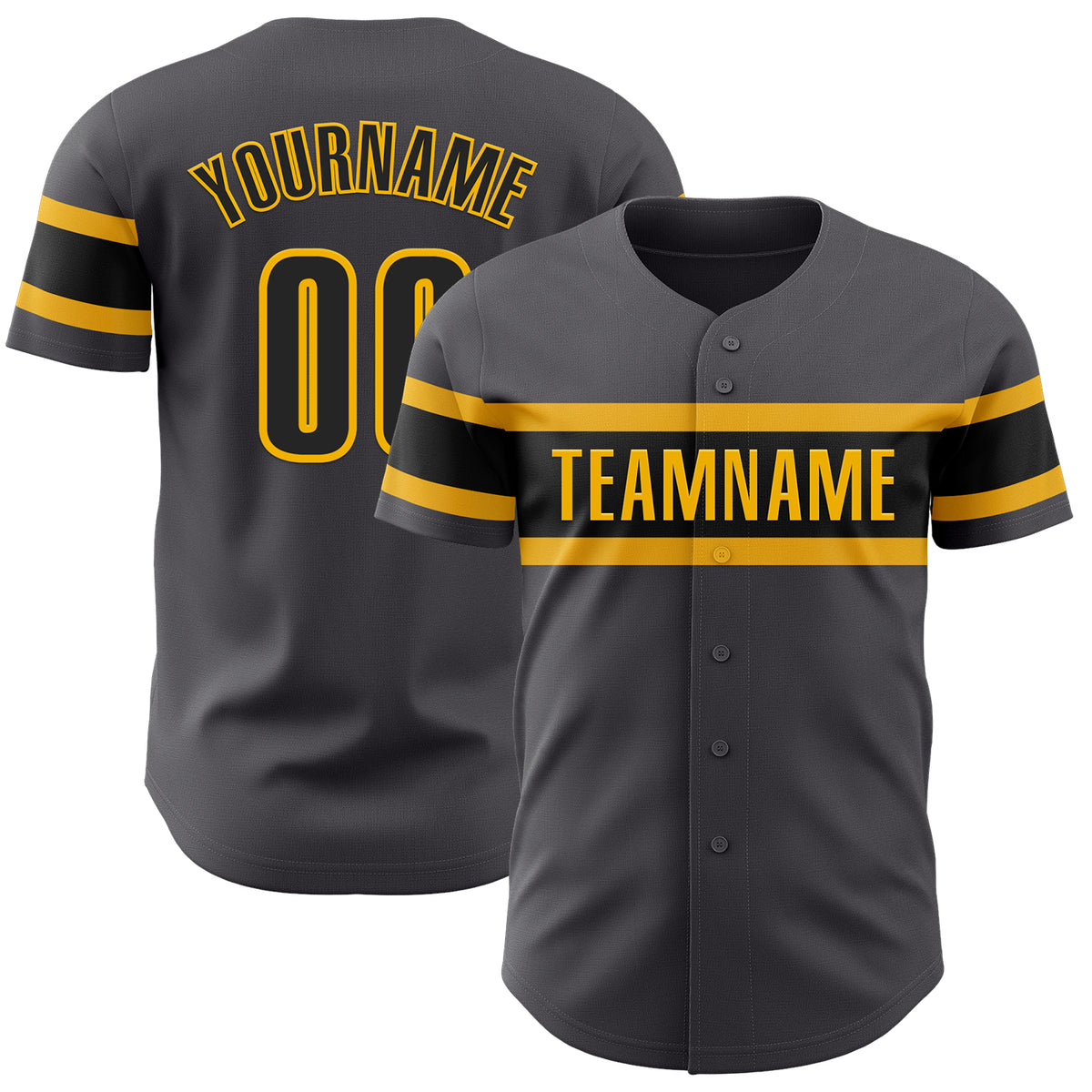 Custom Steel Gray Black-Gold Authentic Baseball Jersey Free Shipping ...
