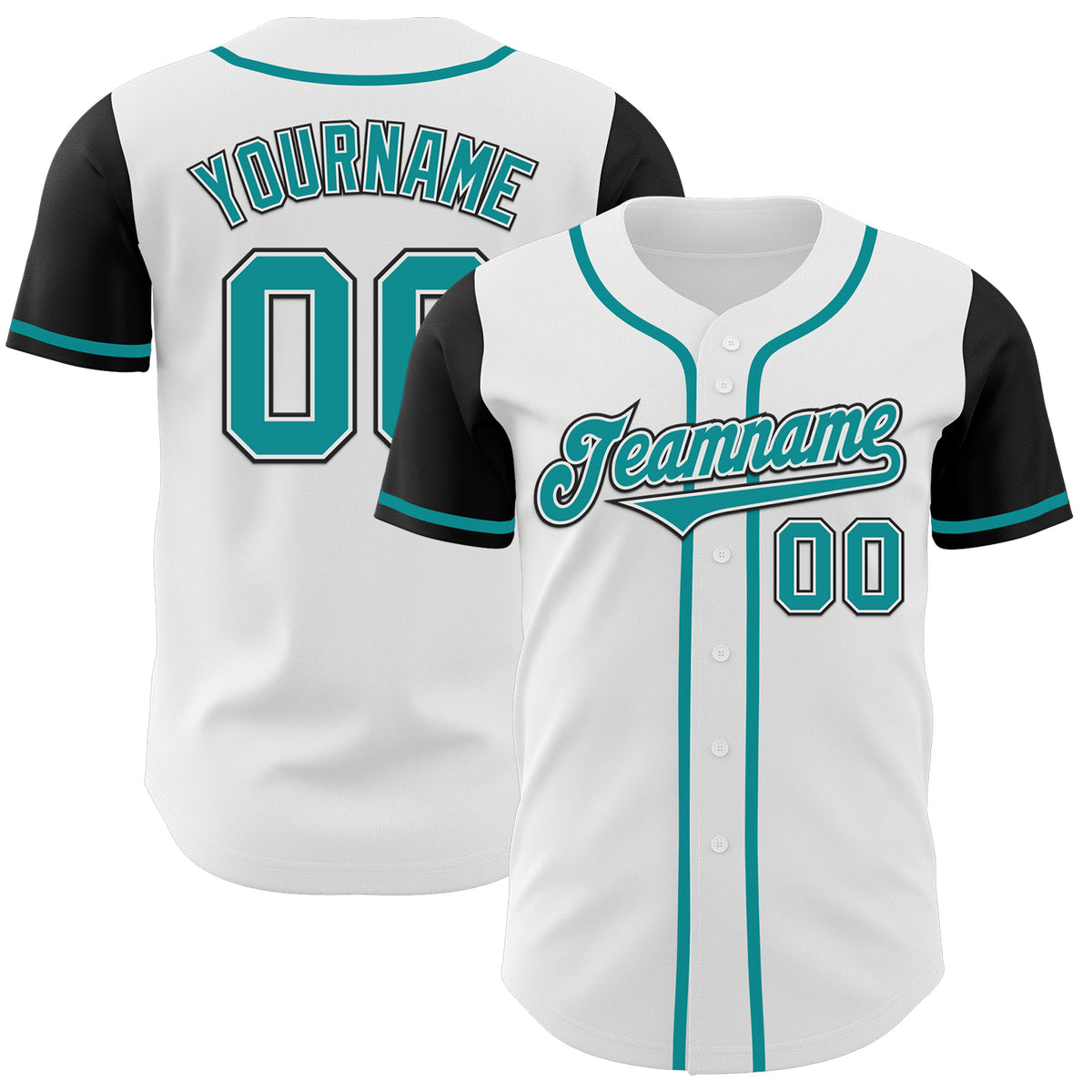Custom White Aqua-Black Authentic Two Tone Baseball Jersey Free ...