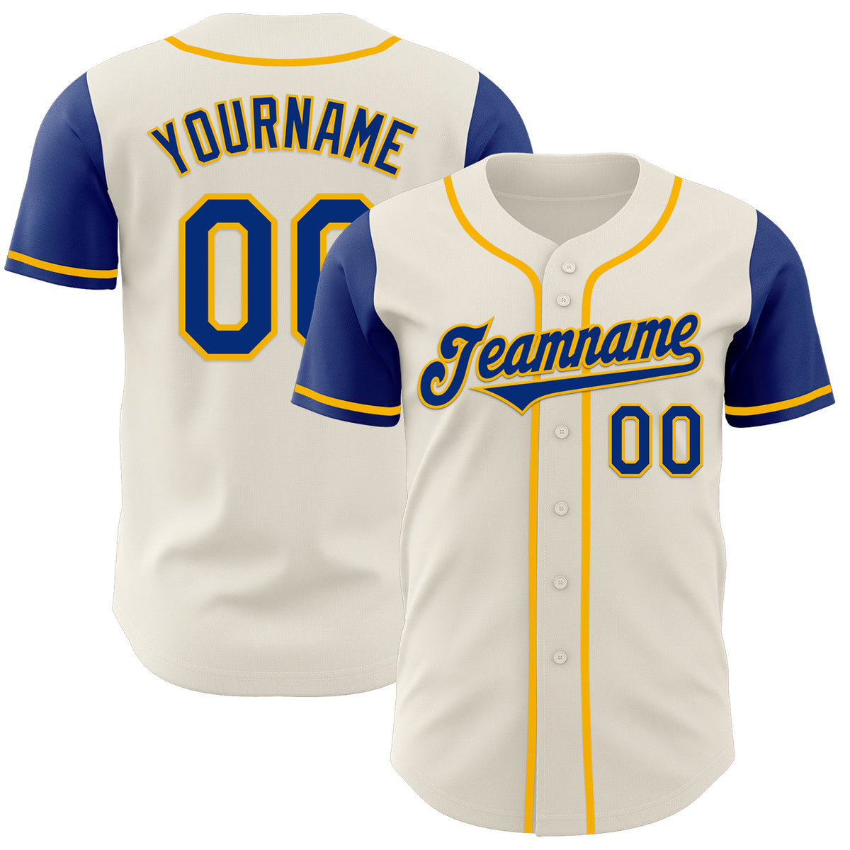 Custom Cream Royal-Gold Authentic Two Tone Baseball Jersey Free ...