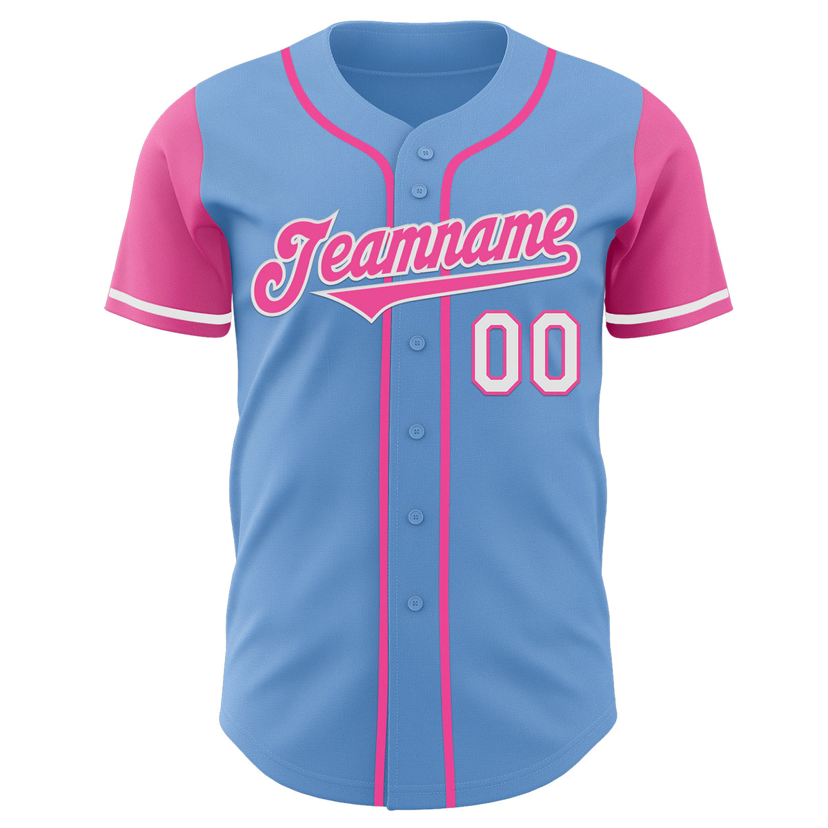 Custom Light Blue Pink-White Authentic Two Tone Baseball Jersey Free ...