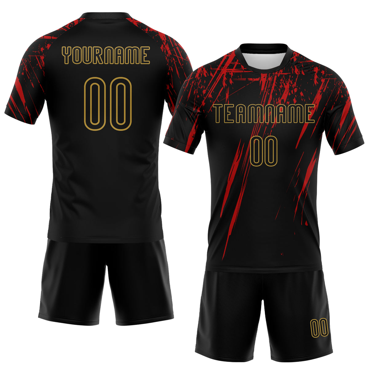 Custom Black Red-Old Gold Splash Sublimation Volleyball Uniform Jersey ...