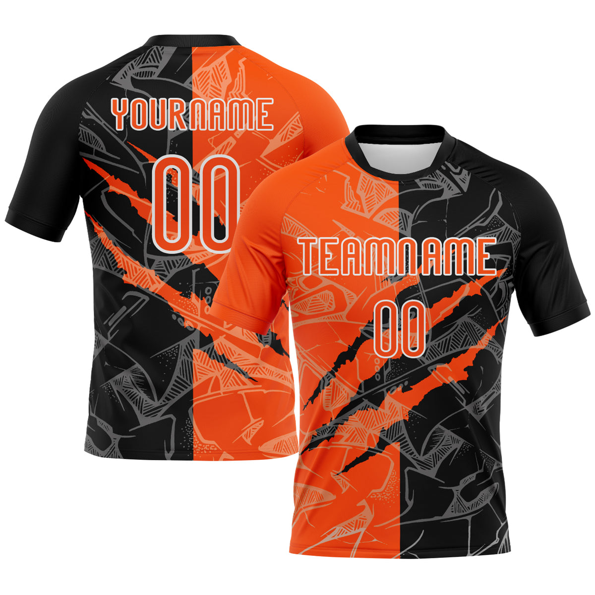 Custom Graffiti Pattern Orange-Black Scratch Sublimation Volleyball ...