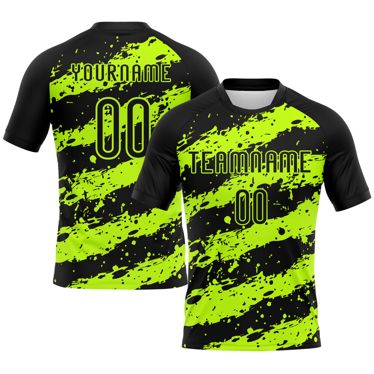 Custom Black Neon Green Splash Sublimation Volleyball Uniform Jersey ...