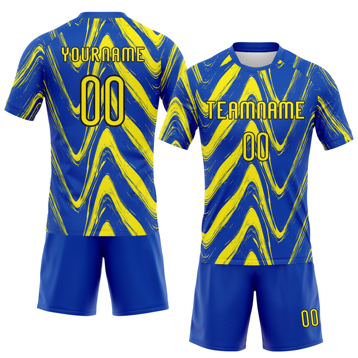 Custom Thunder Blue Light Yellow-Black Fluid Sublimation Volleyball ...