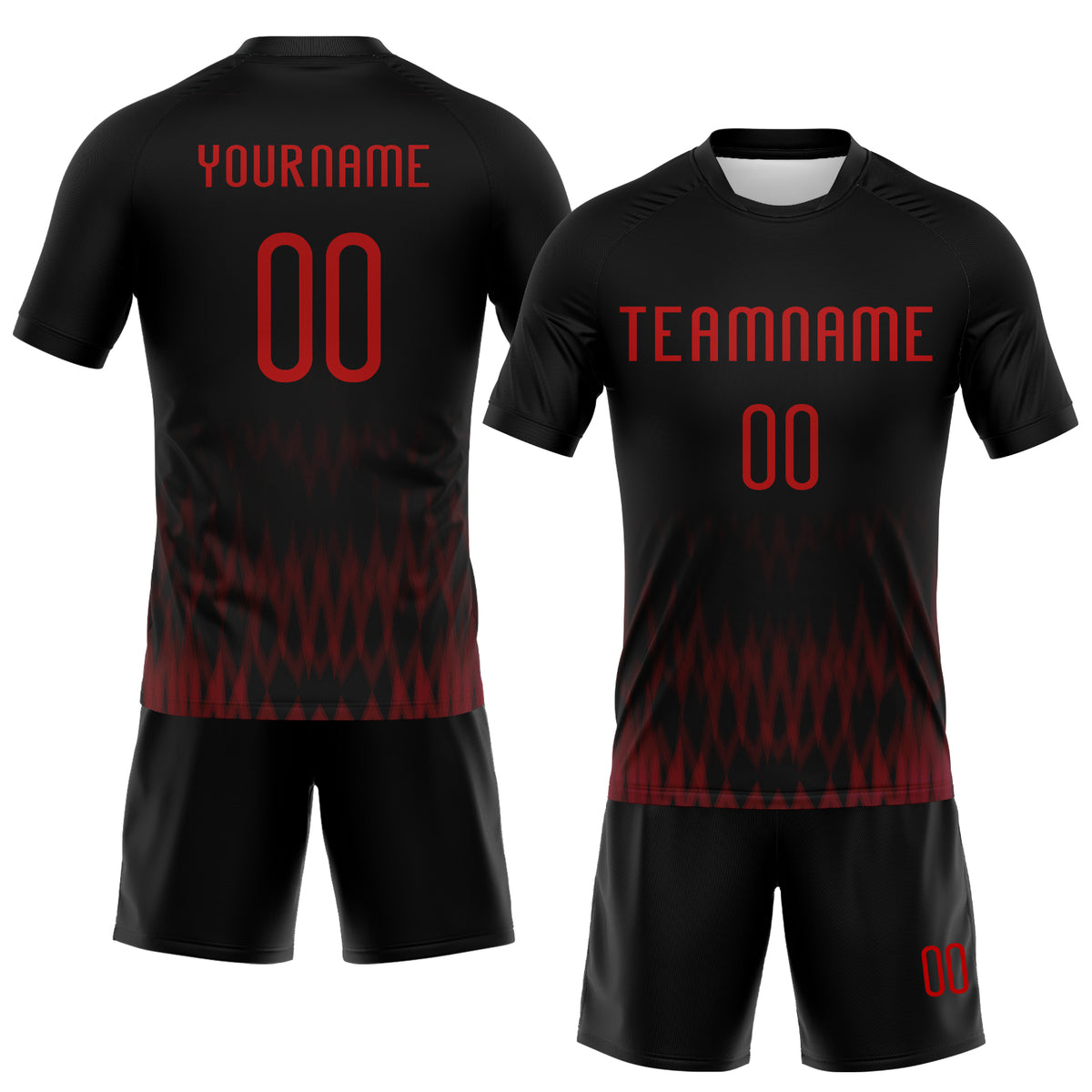 Custom Black Red Zigzag Sublimation Volleyball Uniform Jersey Free ...