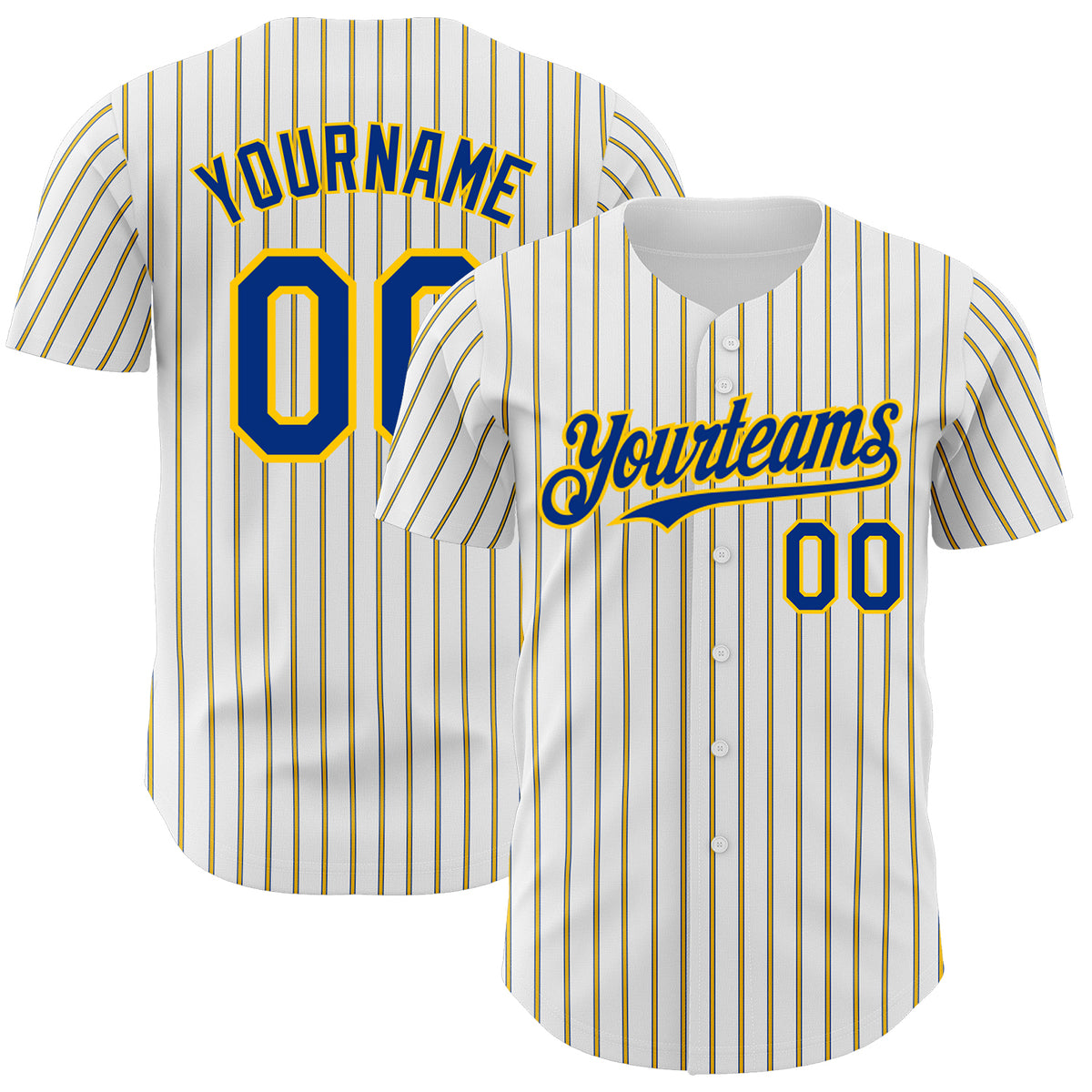 Custom White (Royal Yellow Pinstripe) Royal-Yellow Authentic Baseball ...