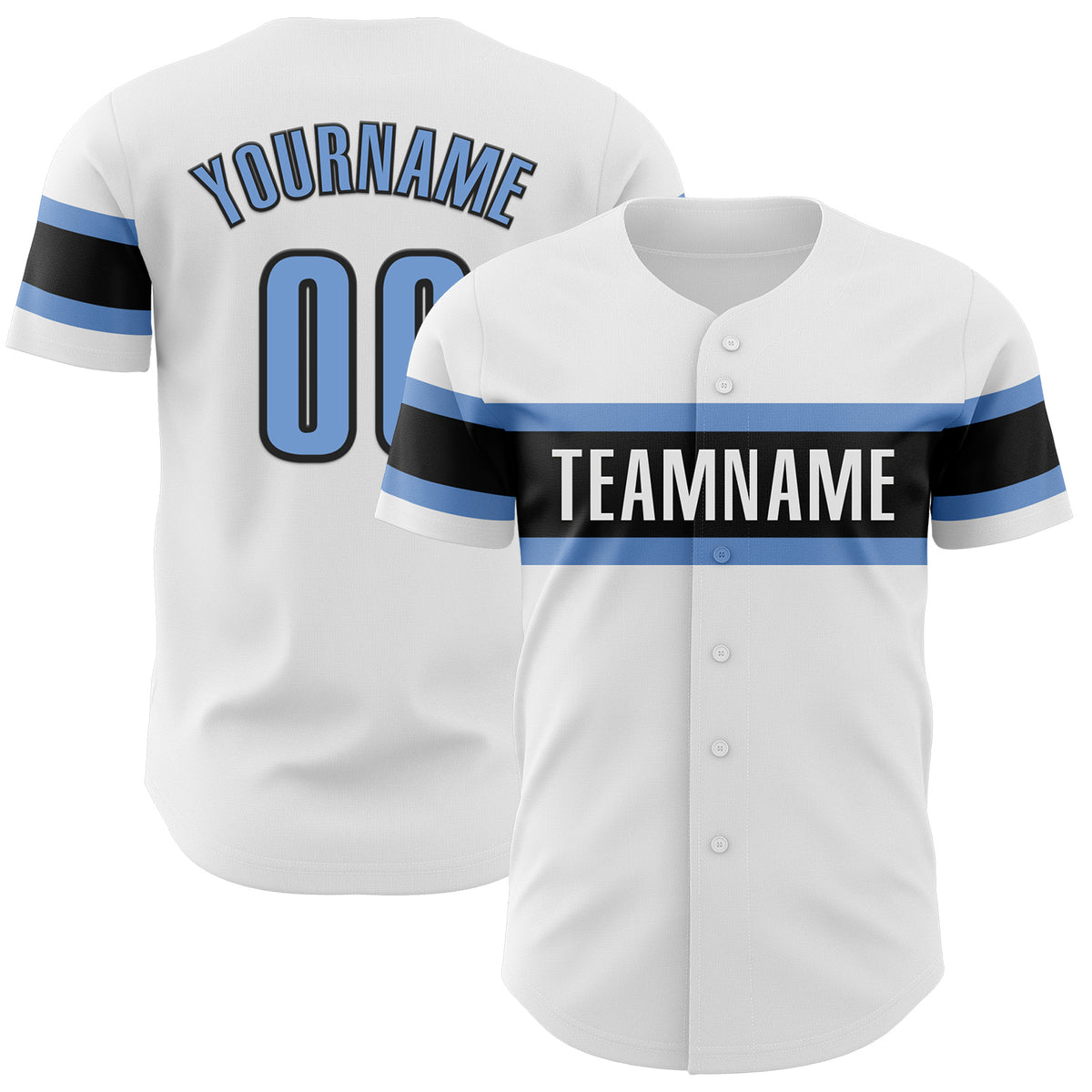 Custom White Powder Blue-Black Authentic Baseball Jersey Free Shipping ...