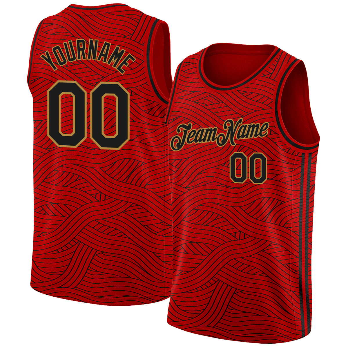 Custom Red Black-Old Gold Authentic City Edition Basketball Jersey Free ...