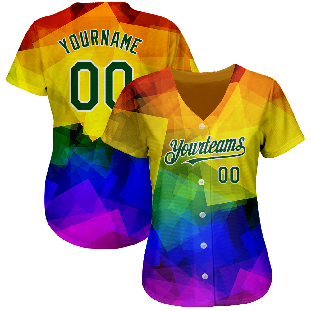 Custom Rainbow For Pride Month Love Is Love LGBT 3D Authentic Baseball ...