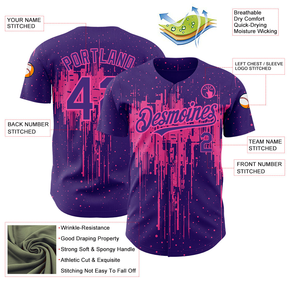 Custom Purple Pink 3D Pattern Design Dripping Splatter Art Authentic ...
