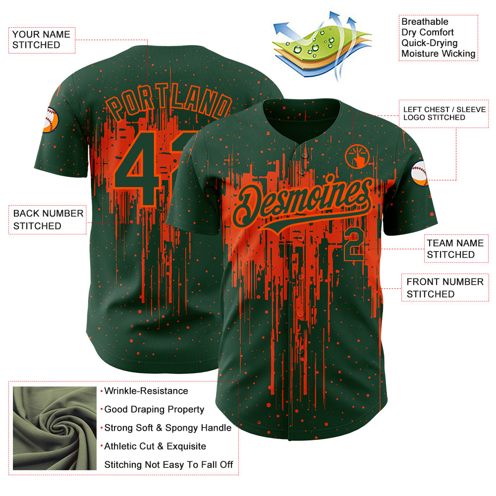Custom Green Orange 3D Pattern Design Dripping Splatter Art Authentic ...