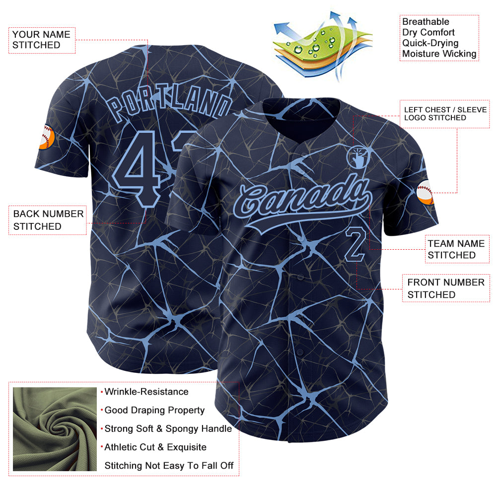 Custom Navy Light Blue 3D Pattern Design Abstract Network Authentic ...