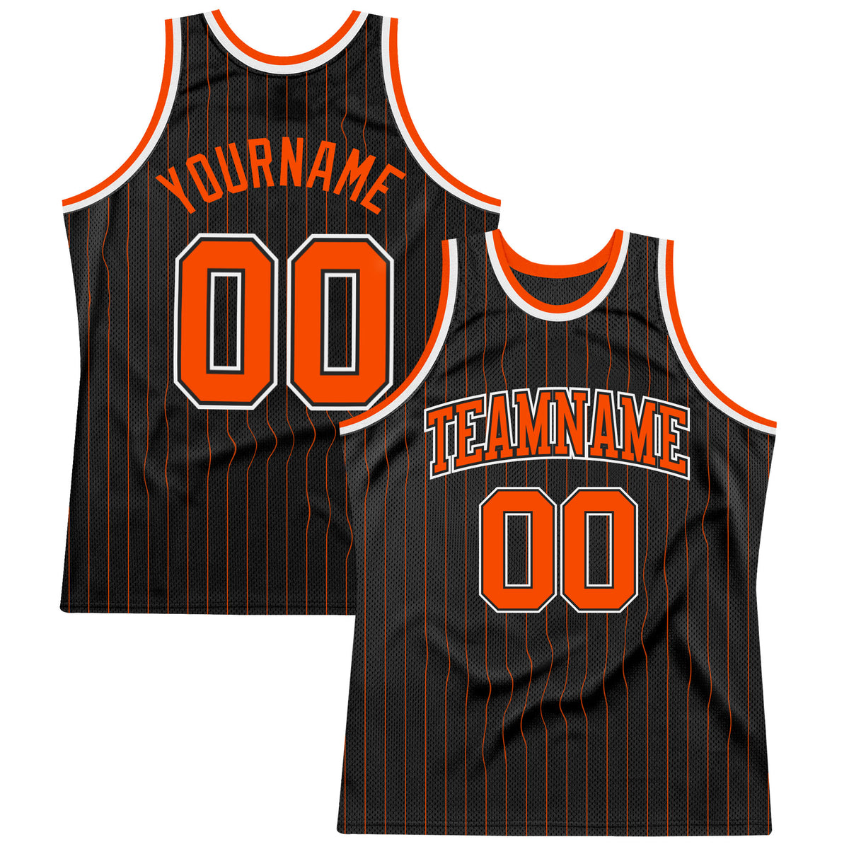 Custom Black Orange Pinstripe Orange-Black Authentic Basketball Jersey ...