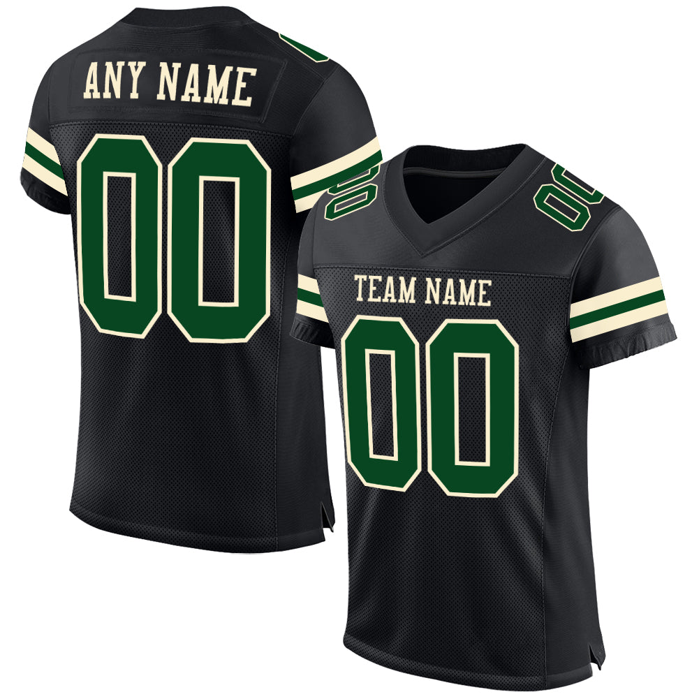 Custom Black Green-Cream Mesh Authentic Football Jersey – Fiitg