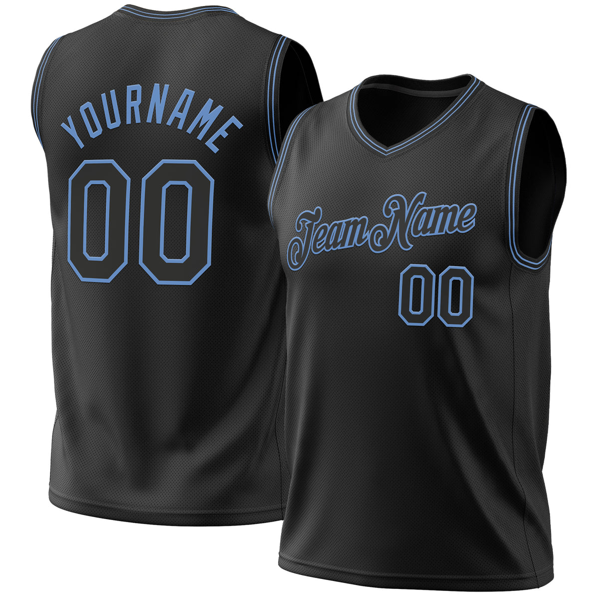 Custom Black Light Blue Authentic Throwback Basketball Jersey Free ...