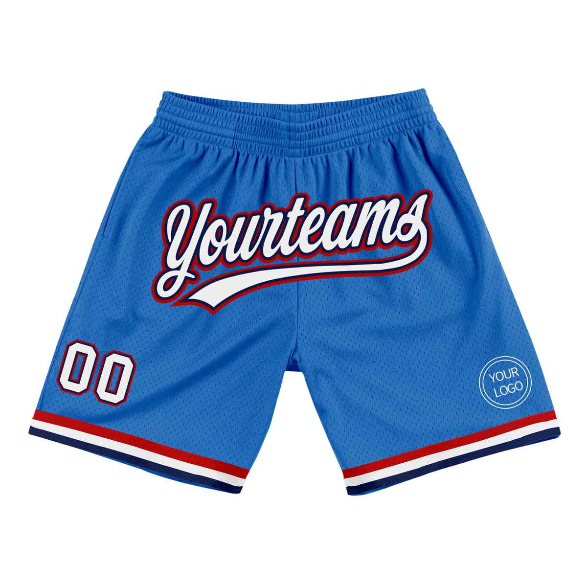 Custom Blue White Navy-Red Authentic Throwback Basketball Shorts Free ...