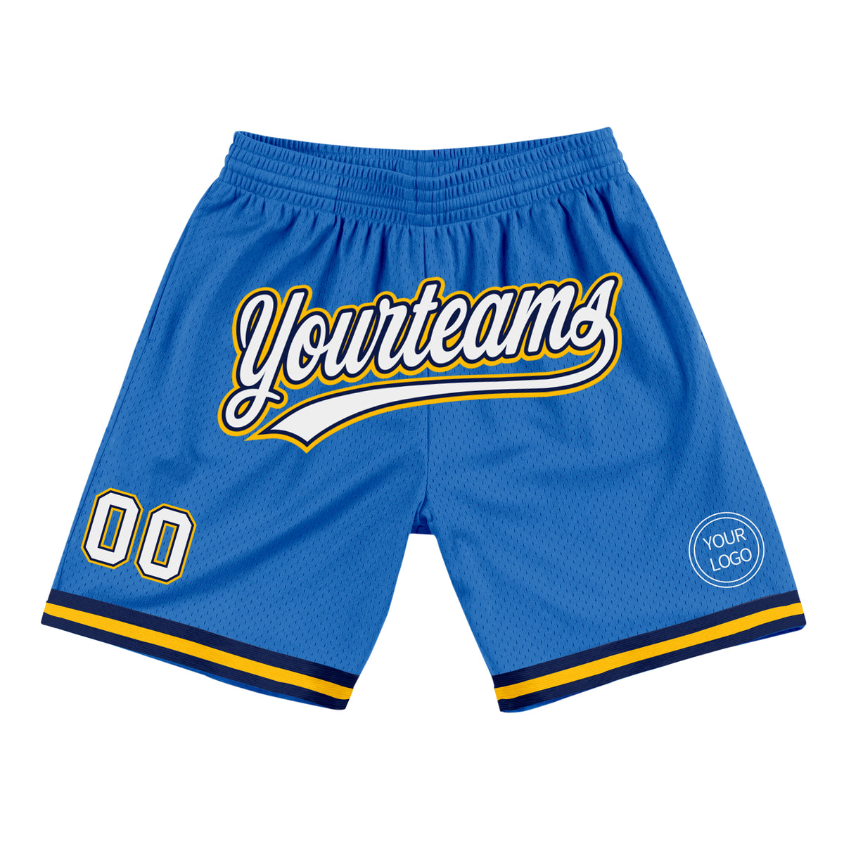 Custom Blue White Navy-Gold Authentic Throwback Basketball Shorts Free ...