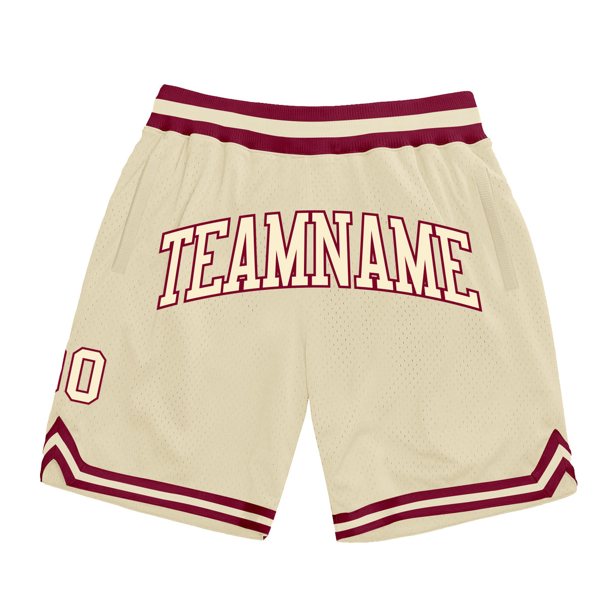 Custom Cream Cream-Maroon Authentic Throwback Basketball Shorts Free ...