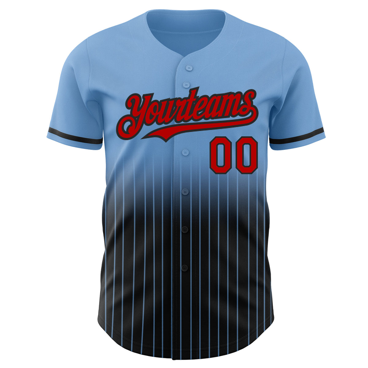Custom Light Blue Pinstripe Red-Black Authentic Fade Fashion Baseball ...