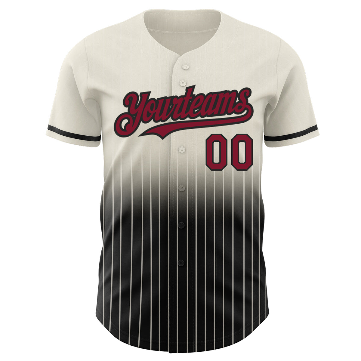 Custom Cream Pinstripe Crimson-Black Authentic Fade Fashion Baseball ...