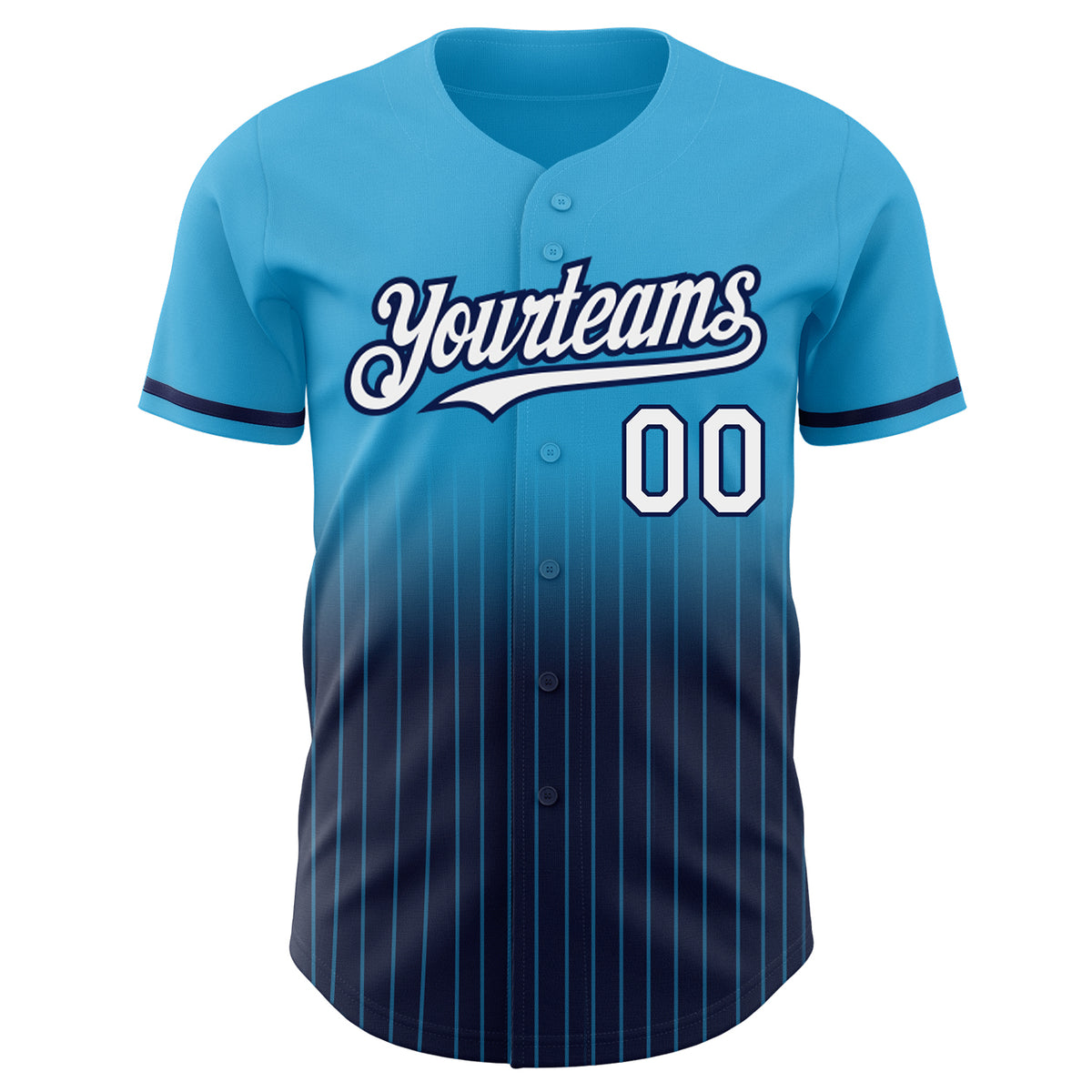 Custom Sky Blue Pinstripe White-Navy Authentic Fade Fashion Baseball ...