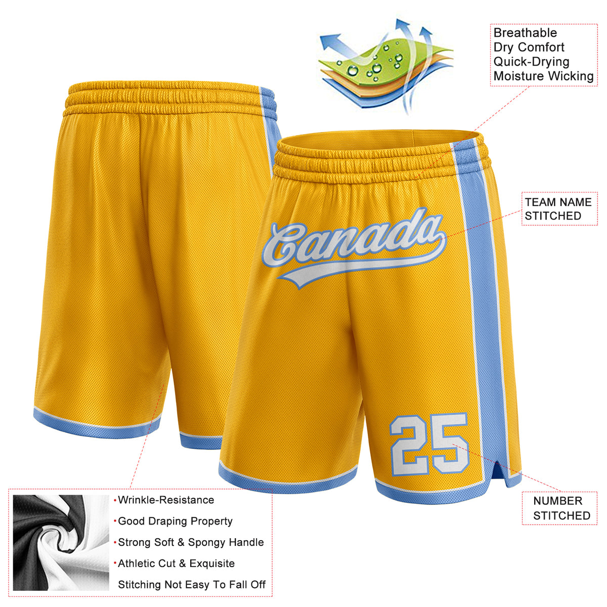 Custom Gold White-Light Blue Authentic Basketball Shorts – Fiitg