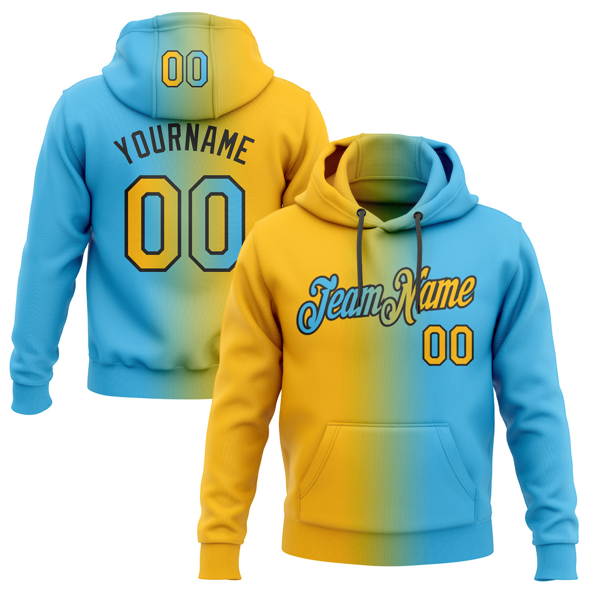 Custom Stitched Sky Blue Gold-Black Gradient Fashion Sports Pullover ...
