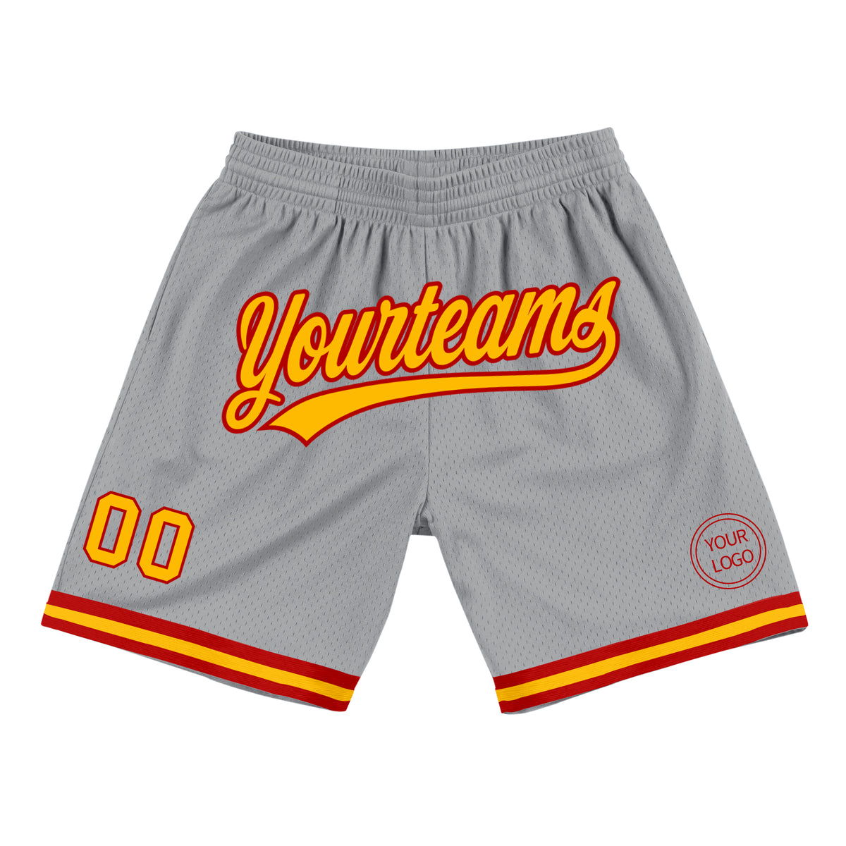 Custom Gray Gold-Red Authentic Throwback Basketball Shorts Free ...