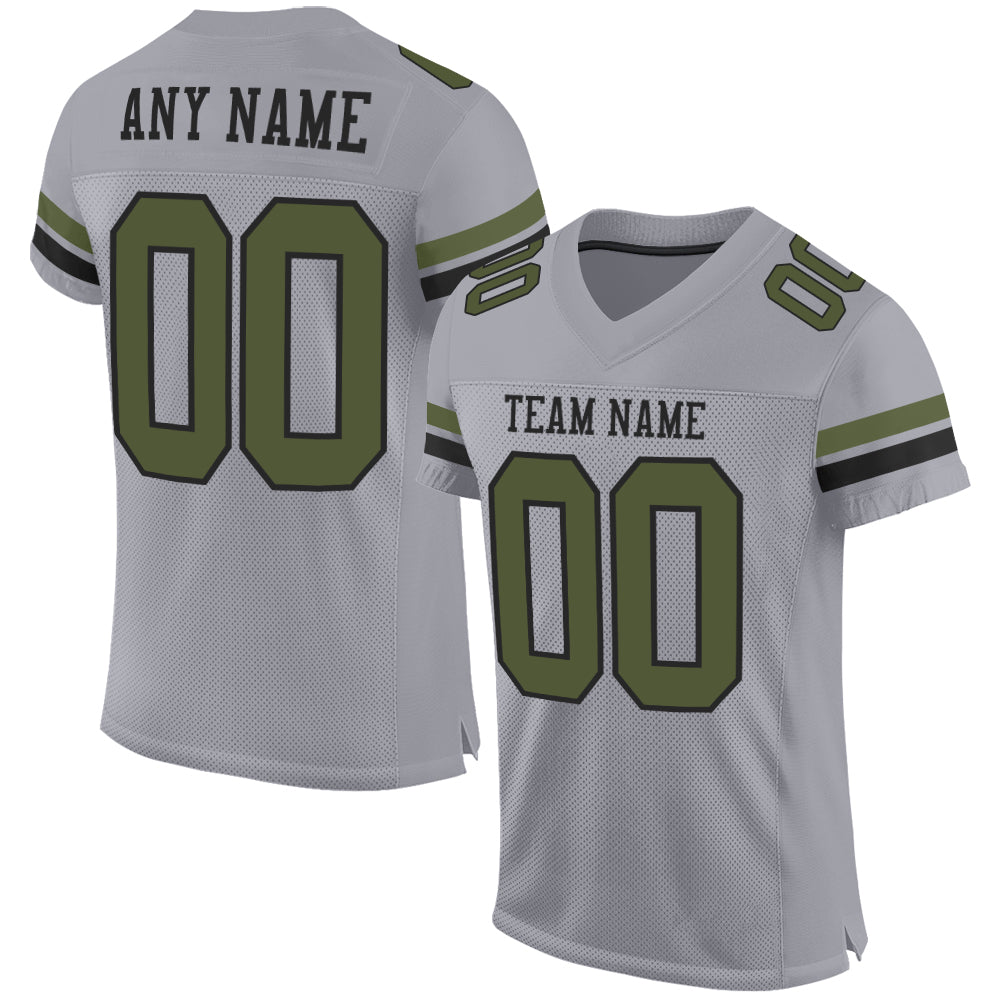 Custom Gray Olive-Black Mesh Authentic Football Jersey – Fiitg