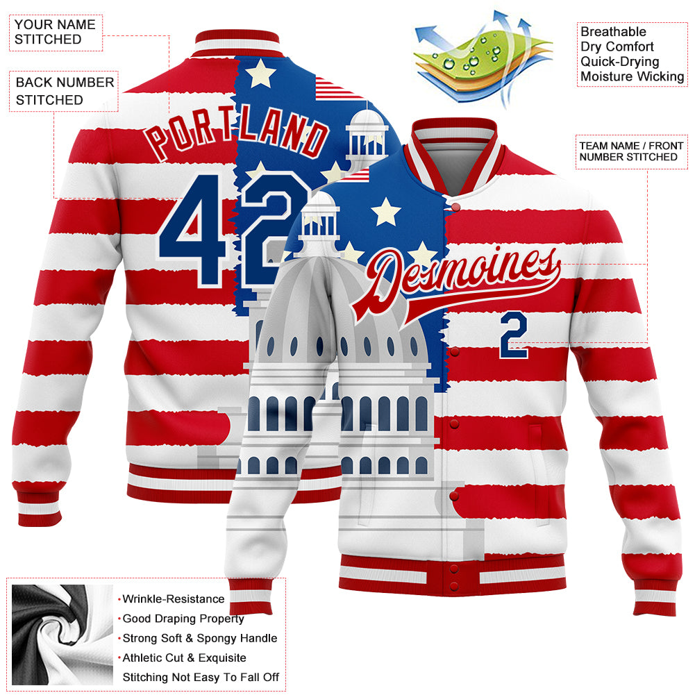 Custom White US Navy Blue Red-Royal American Flag Fashion United States ...