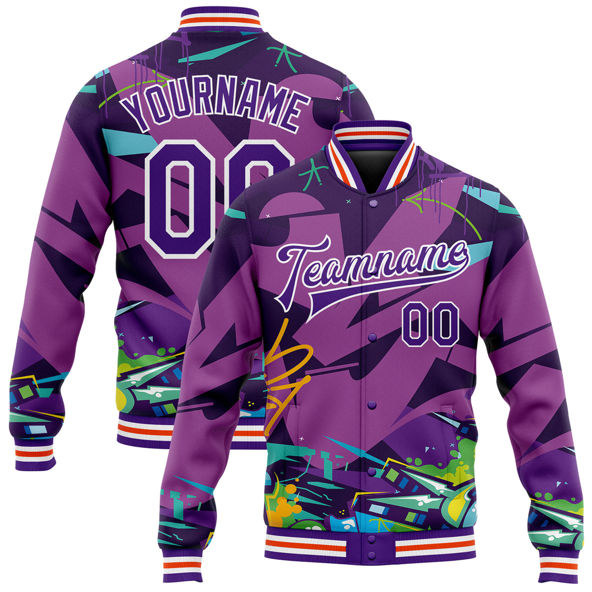 Custom Graffiti Pattern Purple-White Trendy Abstract Urban Street Art ...