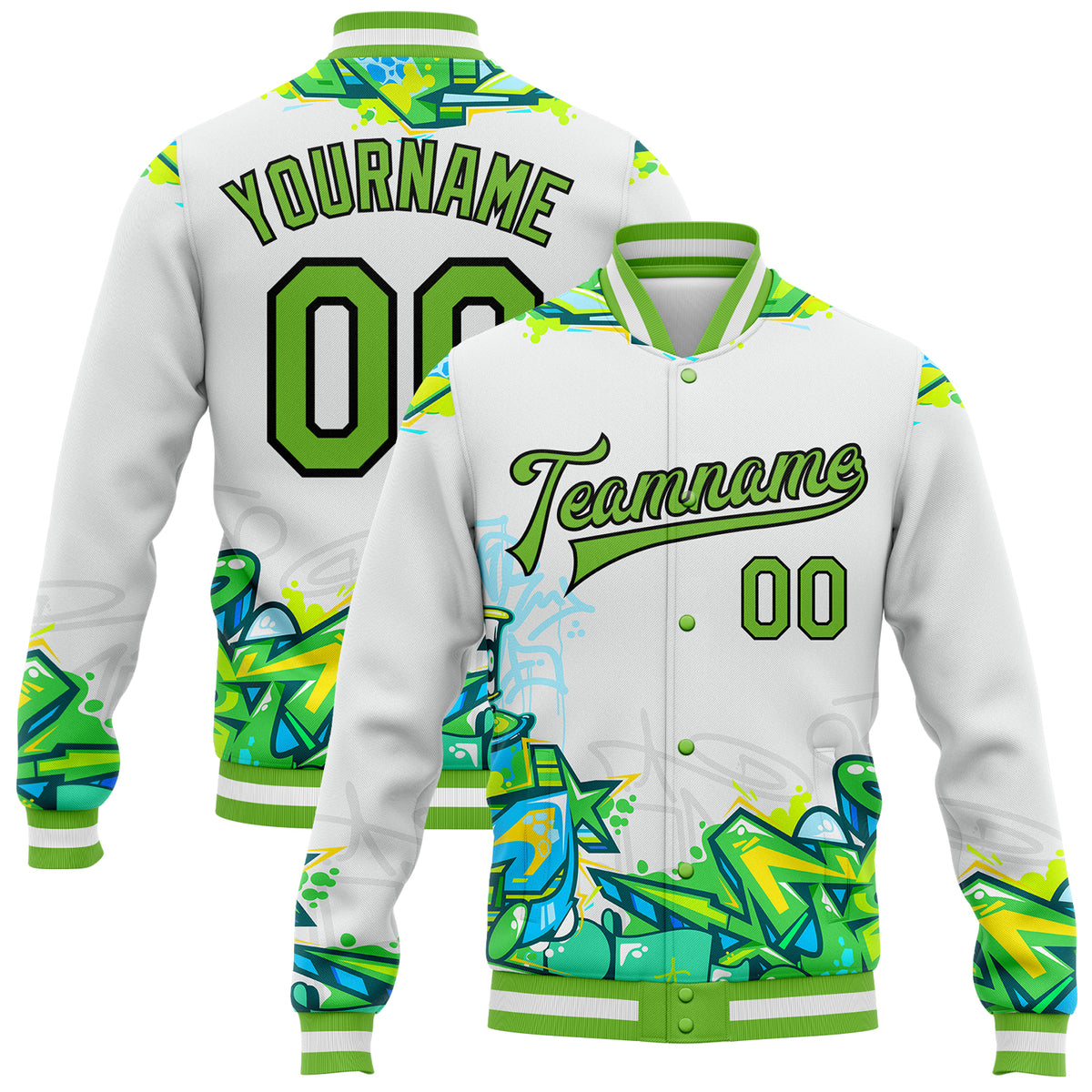 Custom Graffiti Pattern Neon Green-Black Trendy Abstract Urban Street ...