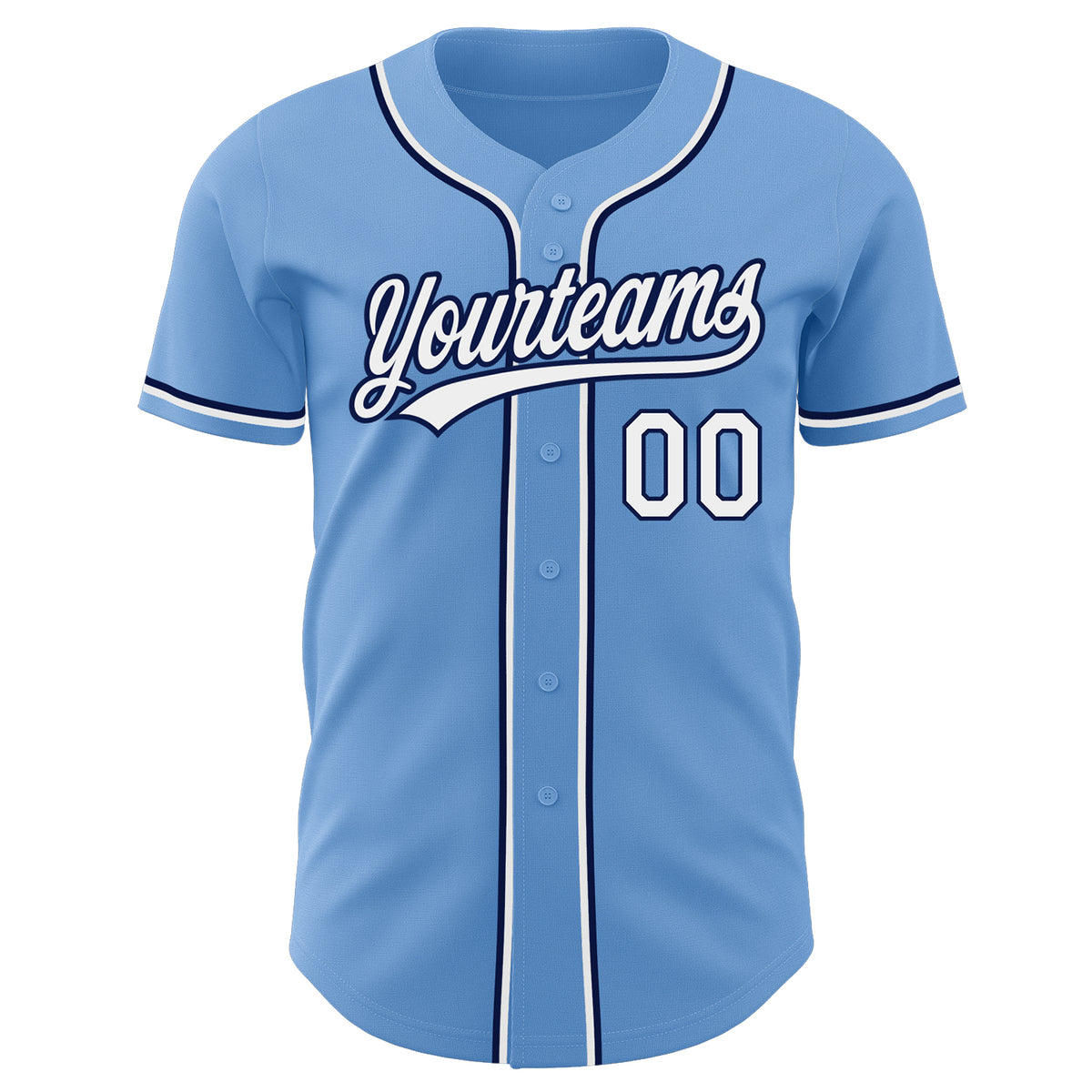 Custom Light Blue White-Navy Authentic Baseball Jersey Free Shipping ...