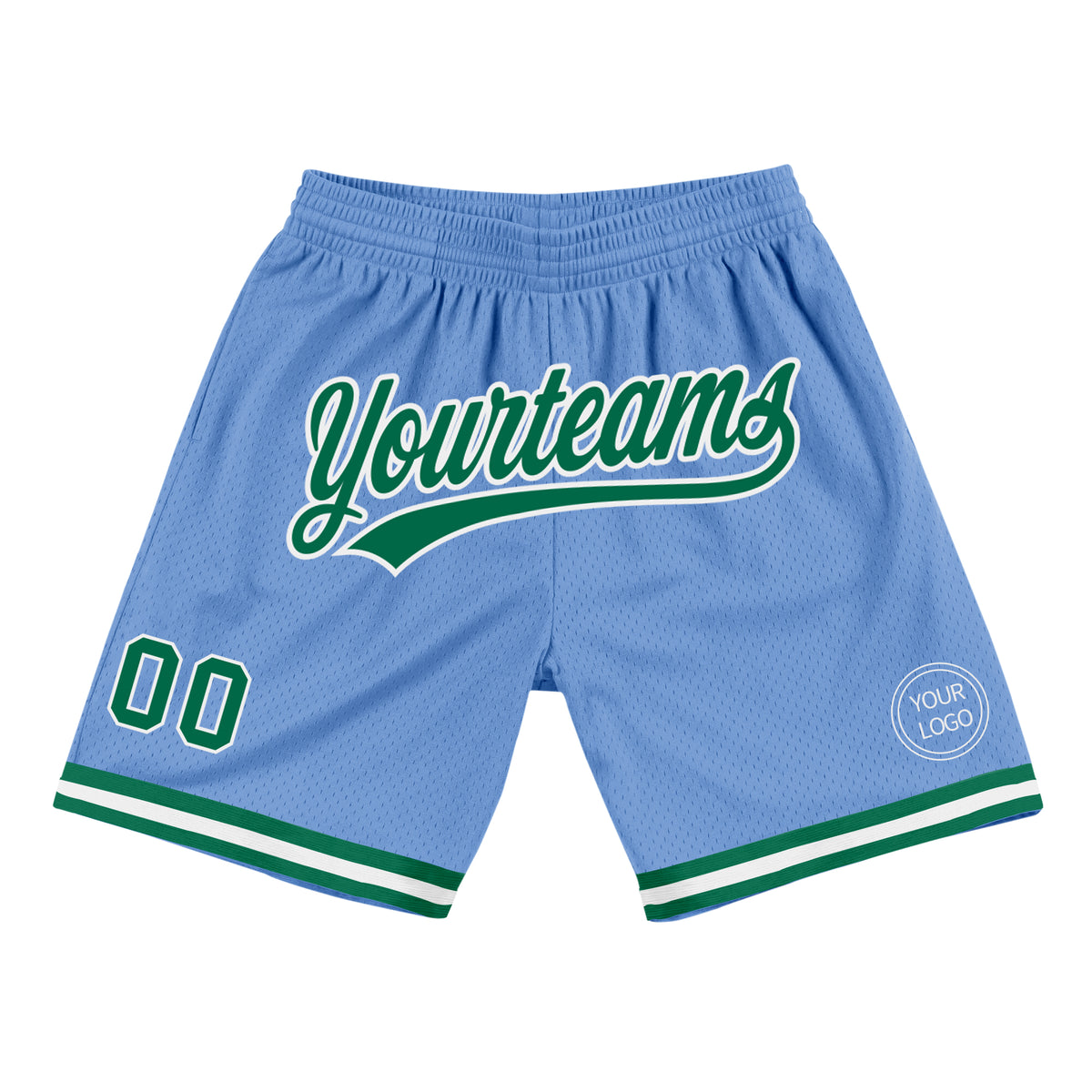 Custom Light Blue Kelly Green-White Authentic Throwback Basketball ...