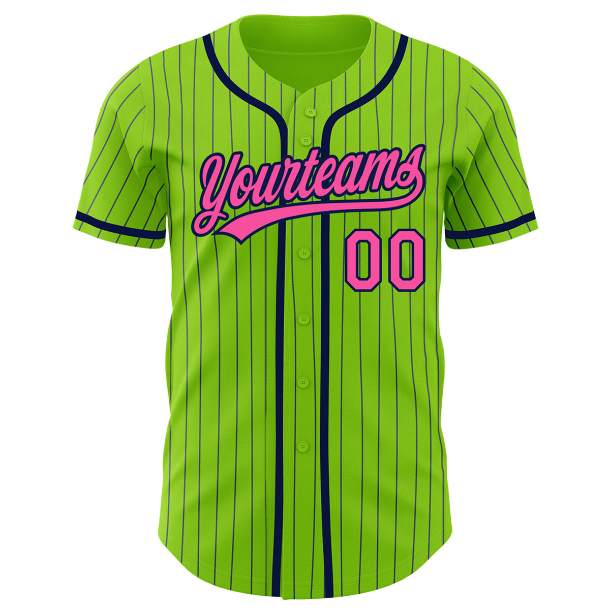 Custom Neon Green Navy Pinstripe Pink Authentic Baseball Jersey – Fiitg