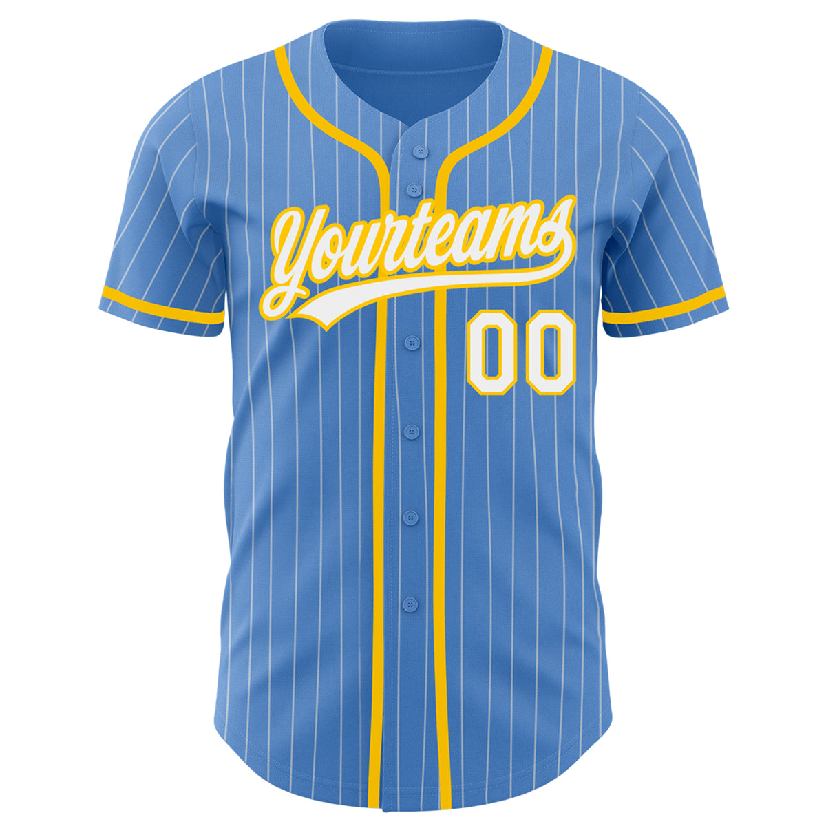 Custom Powder Blue White Pinstripe Yellow Authentic Baseball Jersey – Fiitg