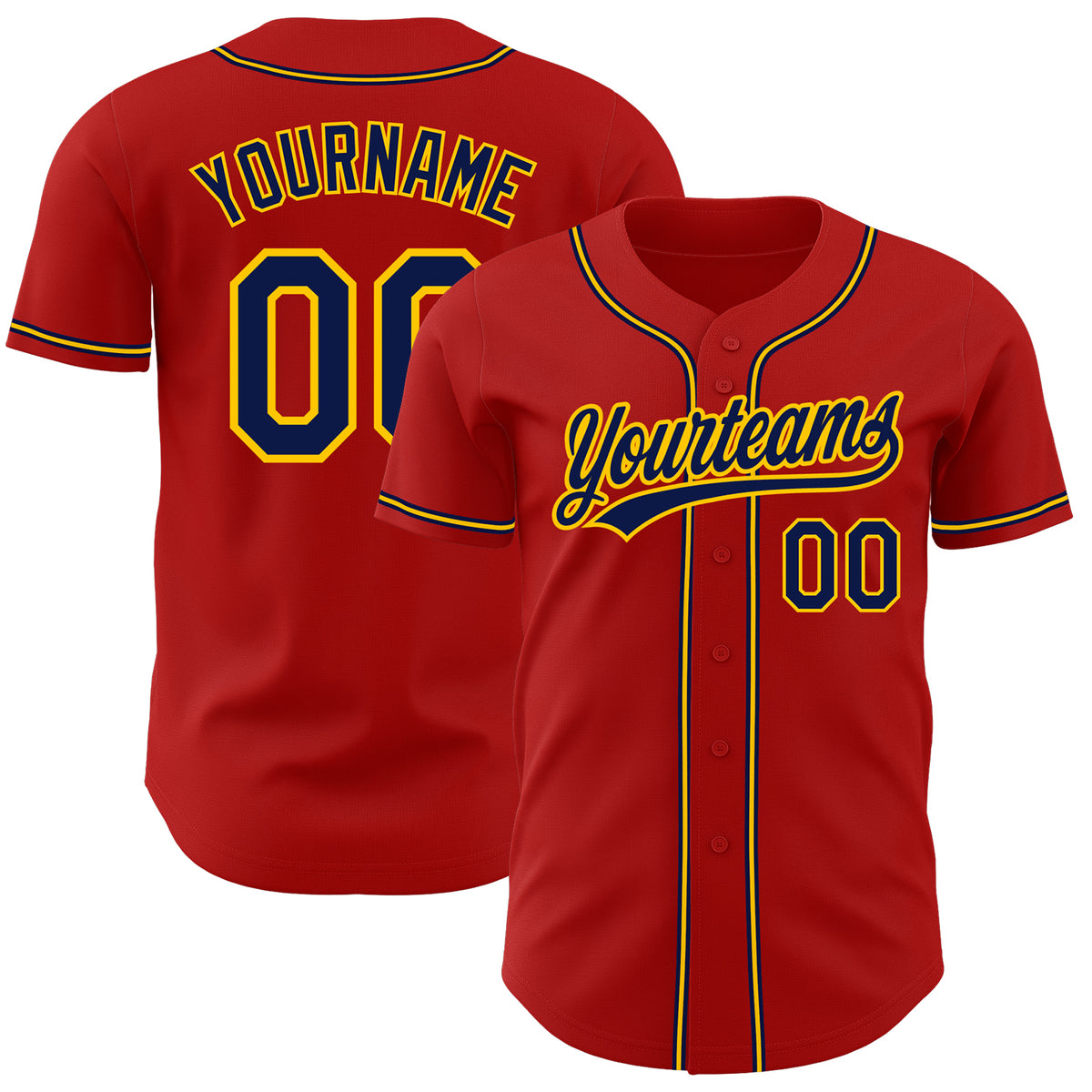Custom Red Navy-Gold Authentic Baseball Jersey Free Shipping – Fiitg
