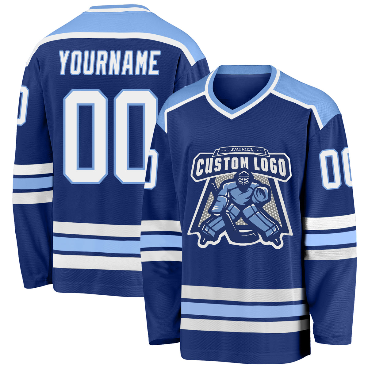 Custom Royal White-Light Blue Hockey Jersey Free Shipping – Fiitg Custom Royal White-Light Blue Hockey Jersey Free Shipping – Fiitg