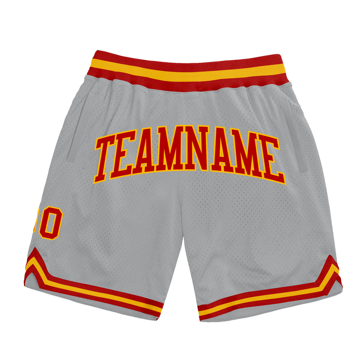 Custom Gray Red-Gold Authentic Throwback Basketball Shorts Free ...