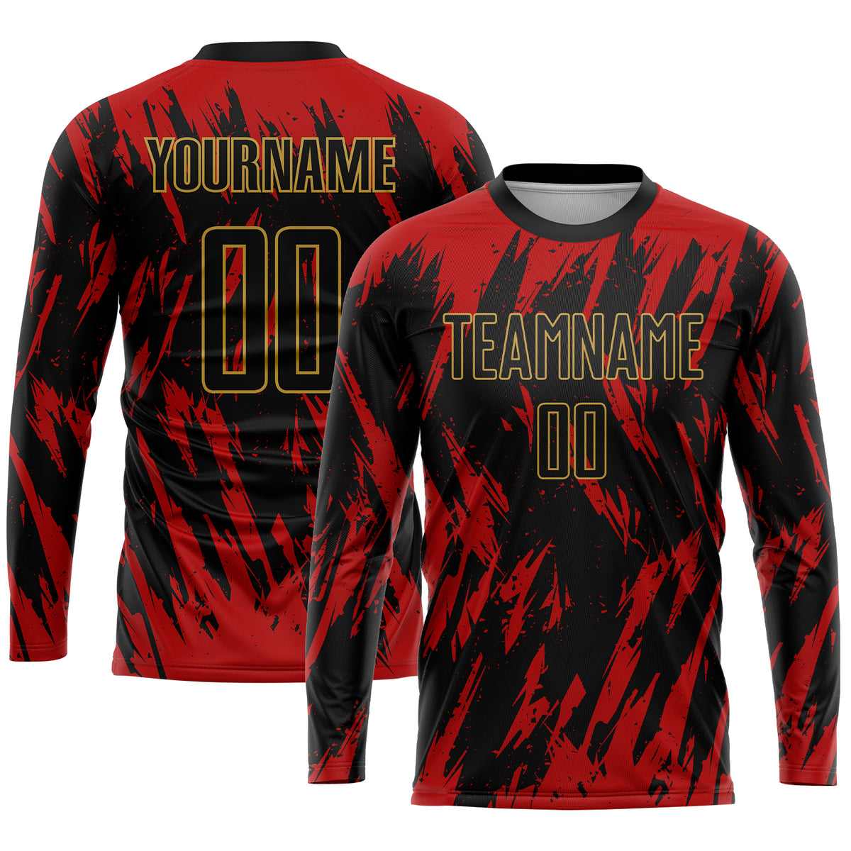 Custom Red Black-Old Gold Sublimation Soccer Uniform Jersey Free ...