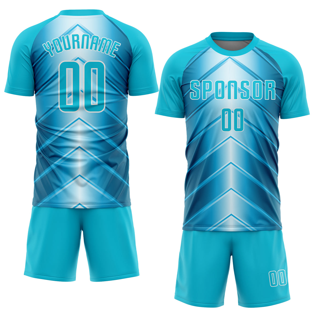 Custom Sky Blue Aqua Blue-White Sublimation Soccer Uniform Jersey Free ...