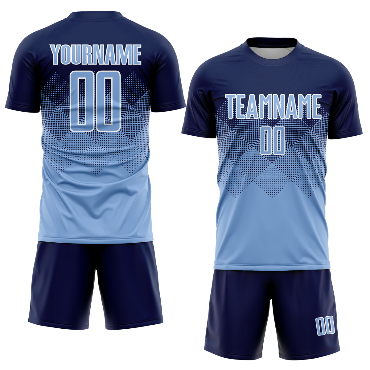 Custom Navy Light Blue-White Sublimation Soccer Uniform Jersey Free ...