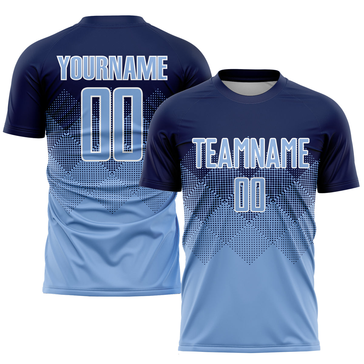 Custom Navy Light Blue-White Sublimation Soccer Uniform Jersey Free ...