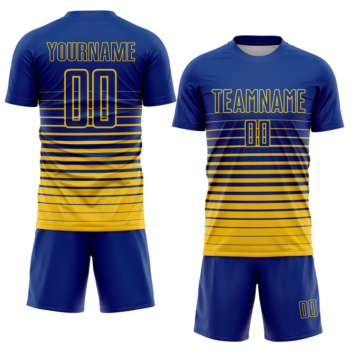 Custom Royal Yellow Pinstripe Fade Fashion Sublimation Soccer Uniform ...