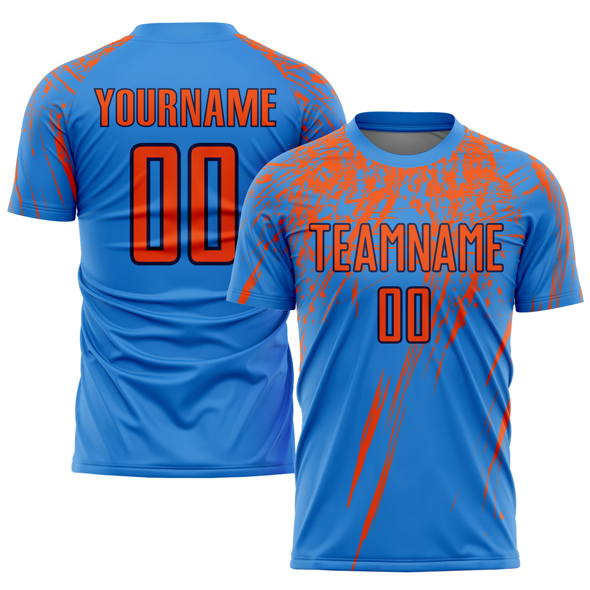 Custom Electric Blue Orange-Navy Sublimation Soccer Uniform Jersey Free ...