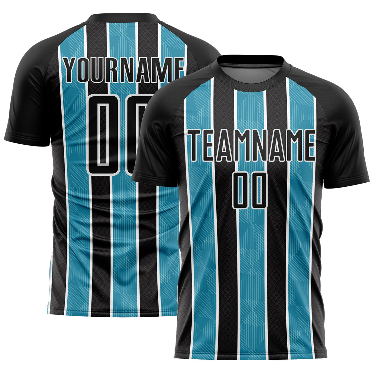 Custom Black Panther Blue-White Stripes Sublimation Soccer Uniform ...
