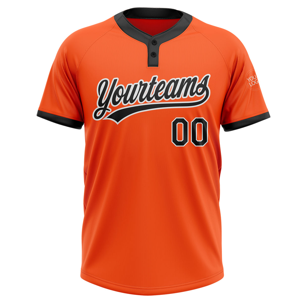 Custom Orange Black-White Two-Button Unisex Softball Jersey Free ...